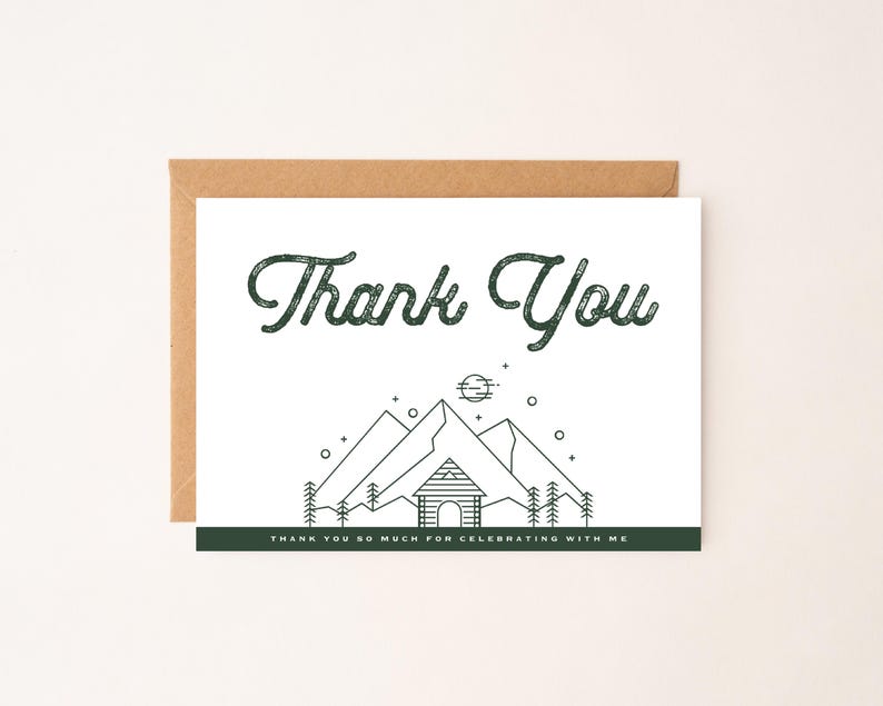 Camping Birthday Thank You Cards: Editable Camp Theme (digital Download ...
