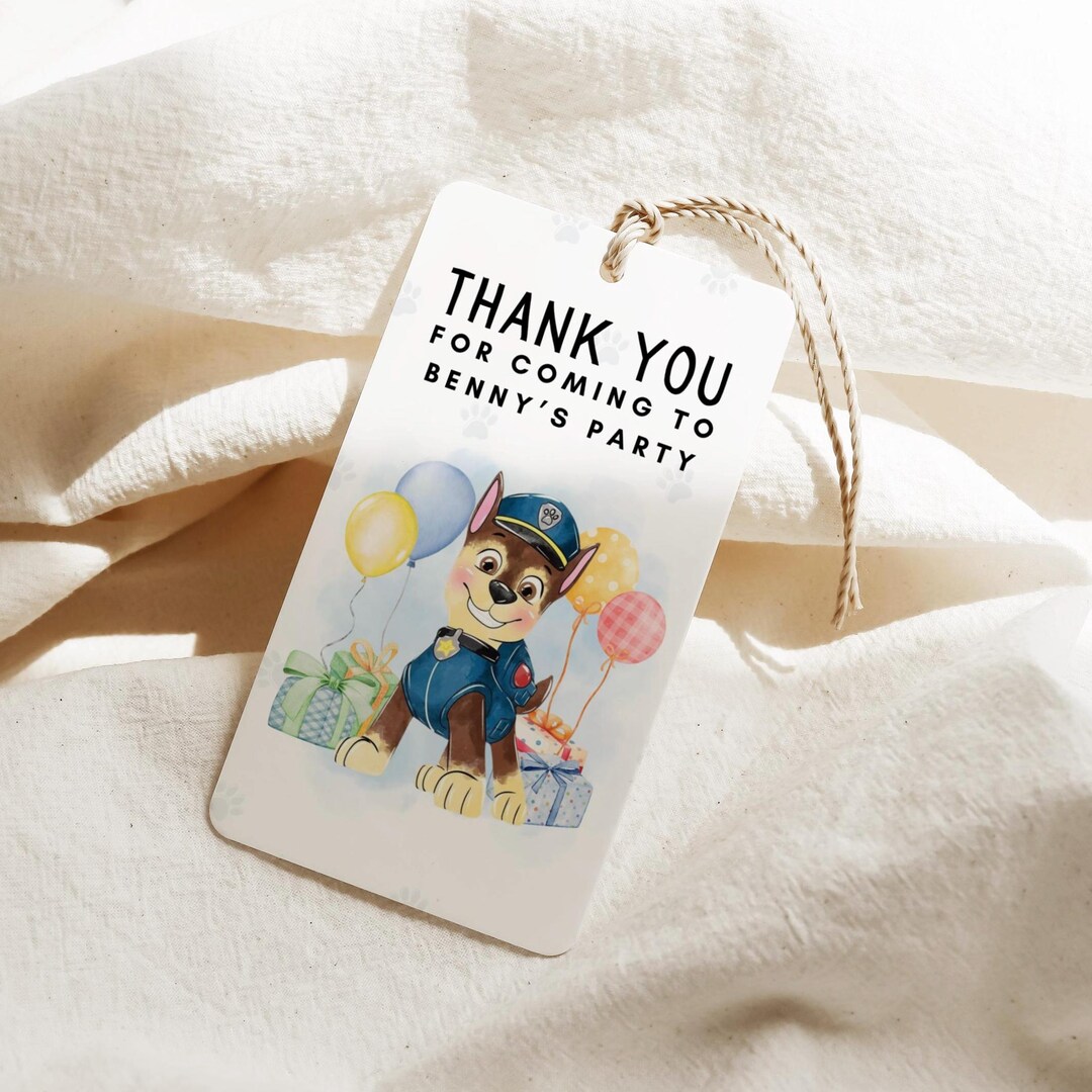 Watercolor Paw - Pawty Gift Tags, Printable Thank You Tags, Instant ...