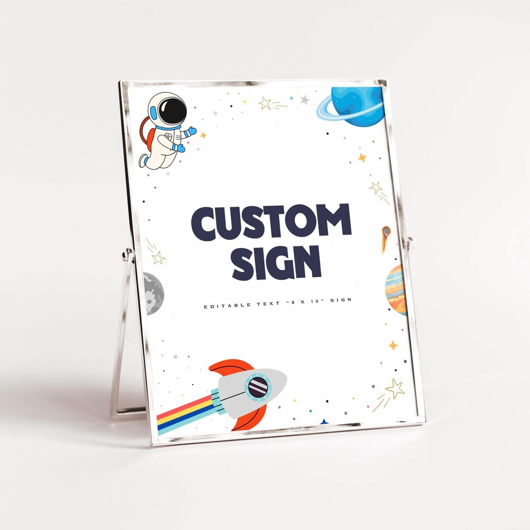 Astronaut Birthday Sign: Rocketship Party Decor (digital Template, 8x10 ...