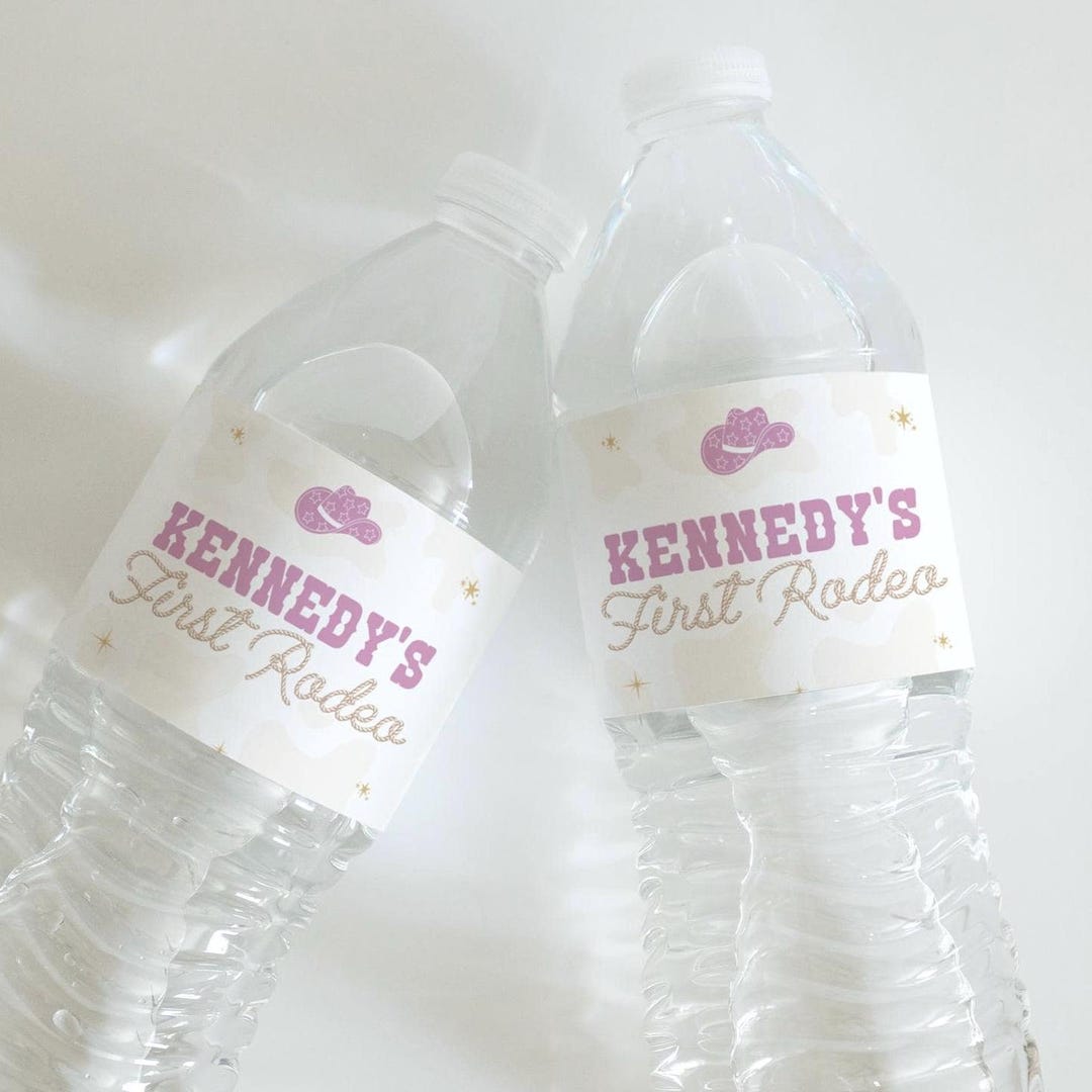 Girls Western Rodeo Water Bottle Labels: Editable Rodeo Party Favors ...
