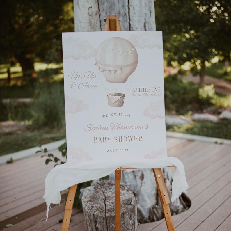 Hot Air Balloon Baby Shower Table Sign, up up Away Theme (instant ...