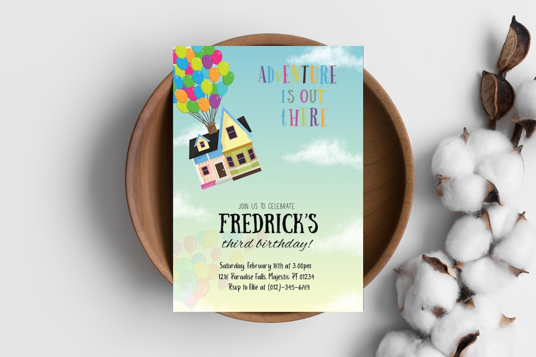 Up Birthday Invitation, Pixar - Etsy