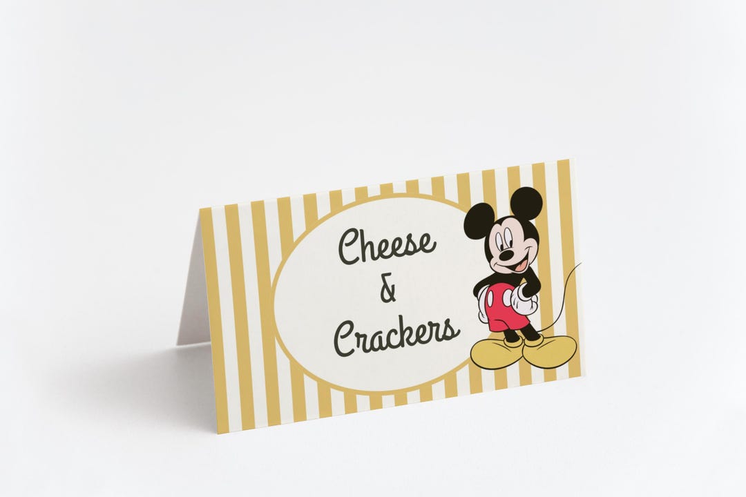 Editable Mickey Mouse Birthday Food Label Tent Card (digital Download ...
