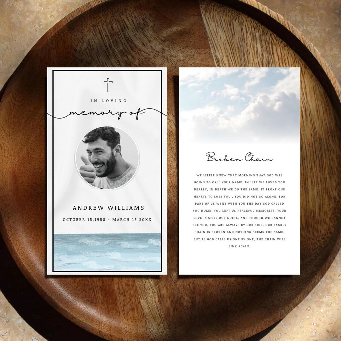 Funeral Prayer Cards Template: Celebration of Life Memorial (digital ...