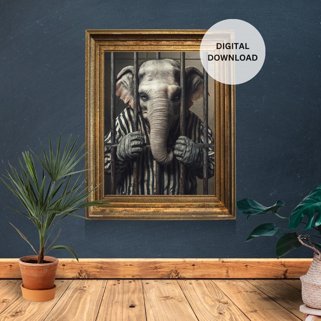 Behind Bars: the Elephant's Lament Funny Prison Art Digital Prison ...