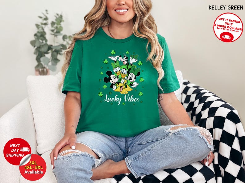 Vintage Mickey & Friends St. Patrick’s Day Shirt, Lucky Shamrock Disney ...