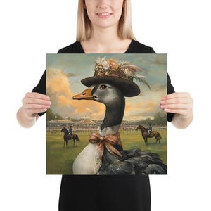 Victorian Goose at the Horse Show Poster, Goose Head Human Body, Animal ...