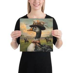 Victorian Goose at the Horse Show Poster, Goose Head Human Body, Animal ...
