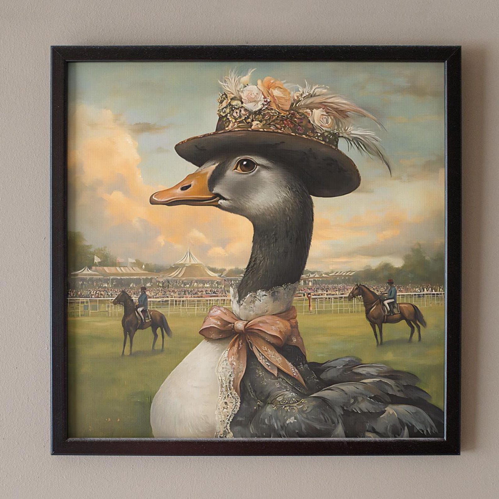 Victorian Goose at the Horse Show Poster, Goose Head Human Body, Animal ...
