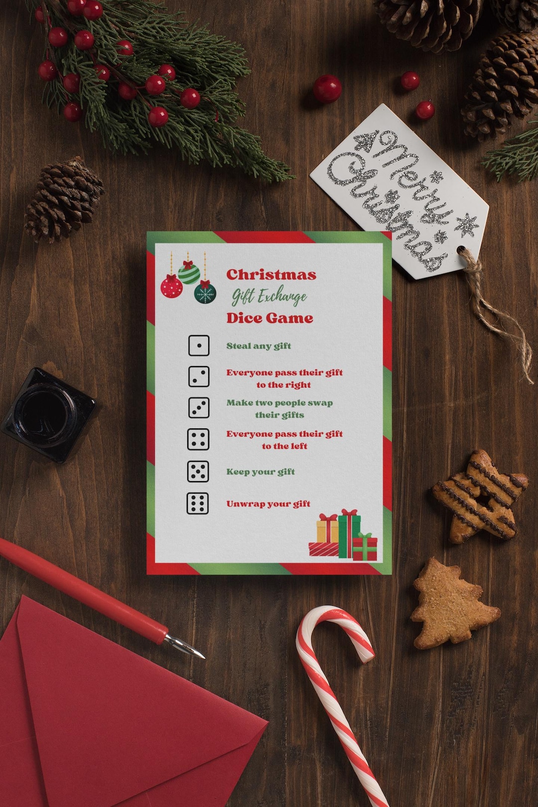 Christmas Gift Exchange Dice Game, Holiday Gift Exchange, Secret Santa ...