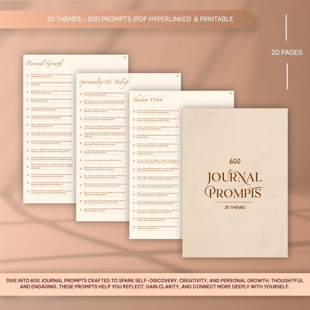 Self-reflective Journal Prompts | 600 Deep Journal Prompts | Printable ...