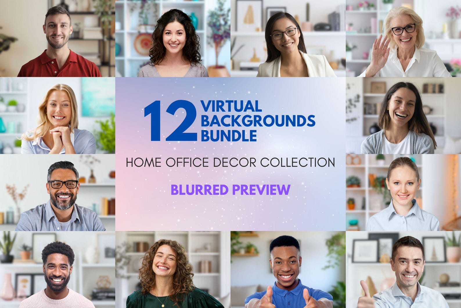 12 Virtual Backgrounds Bundle, Home Office Backdrop, Work From Home ...