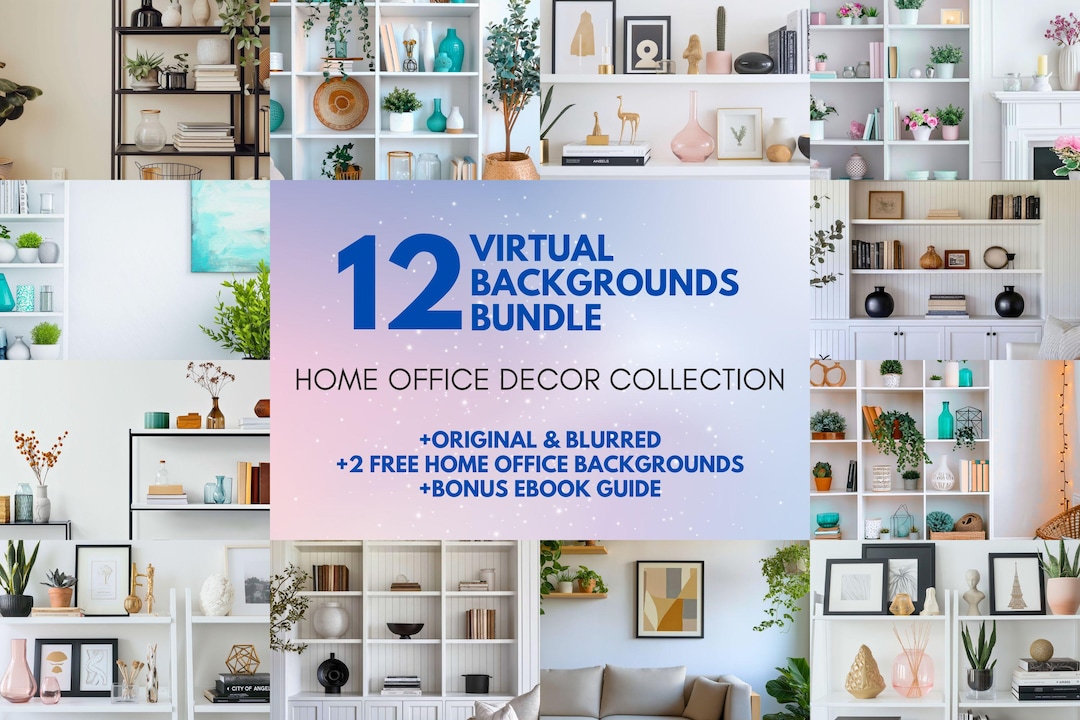 12 Virtual Backgrounds Bundle, Home Office Backdrop, Work From Home ...