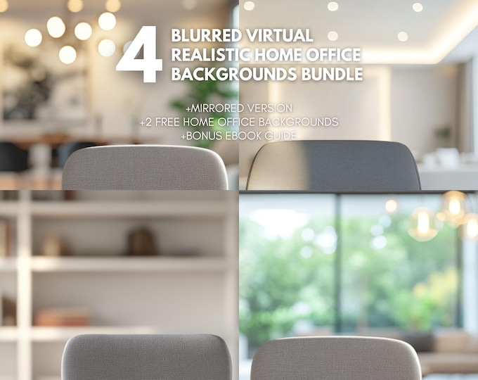 4 Blurred Home Office Virtual Backgrounds Bundle for Zoom and MS Teams ...