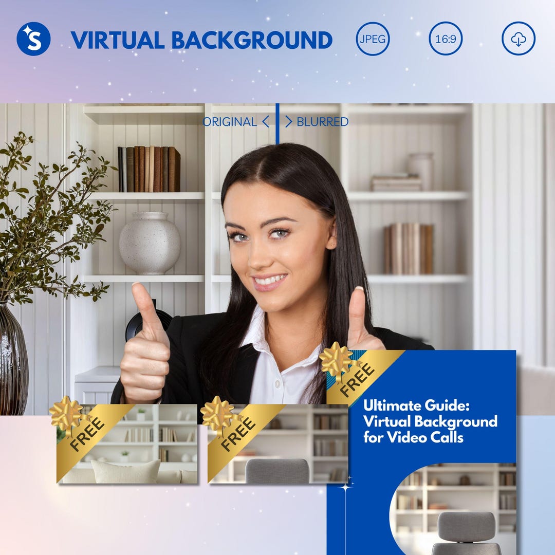 Zoom Background, Digital Backdrop, Bookcase, Wall Decor, Virtual ...