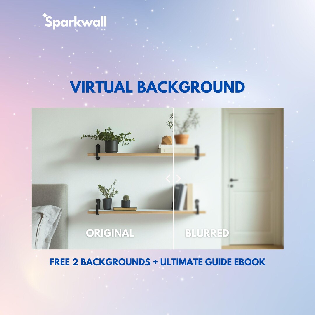 Work From Home, Digital Background, Zoom Virtual Background, Book Shelf ...