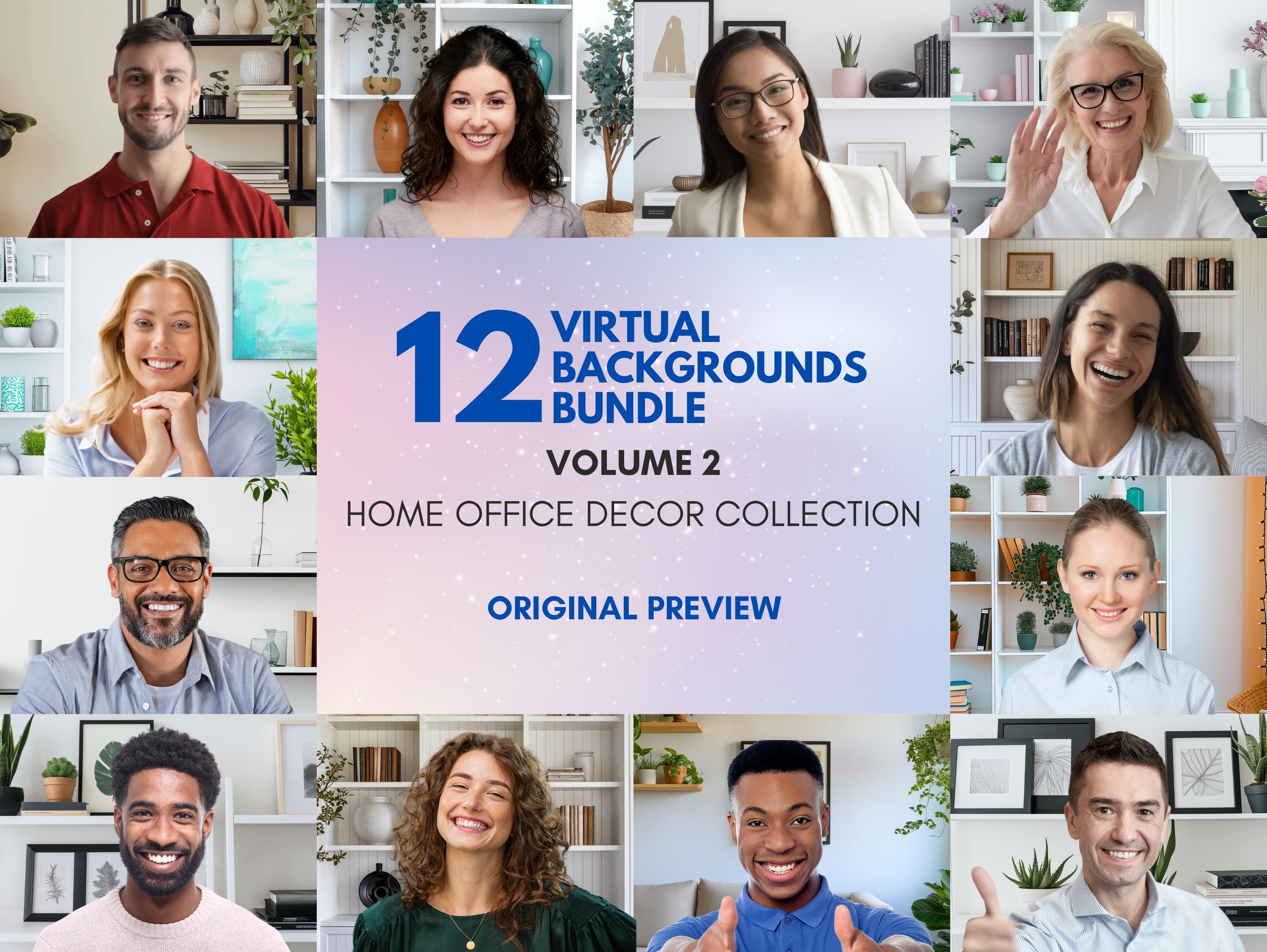 12 Virtual Backgrounds Bundle, Home Office Backdrop, Work From Home ...