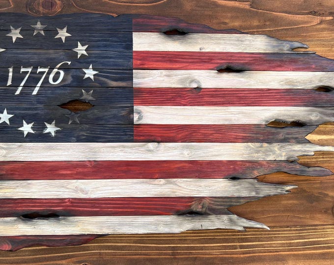 1776 Betsy Ross Distressed American Flag, Tattered American Flag ...