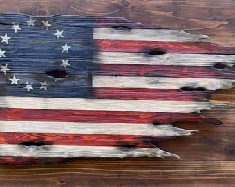 1776 Betsy Ross Distressed American Flag, Tattered American Flag ...