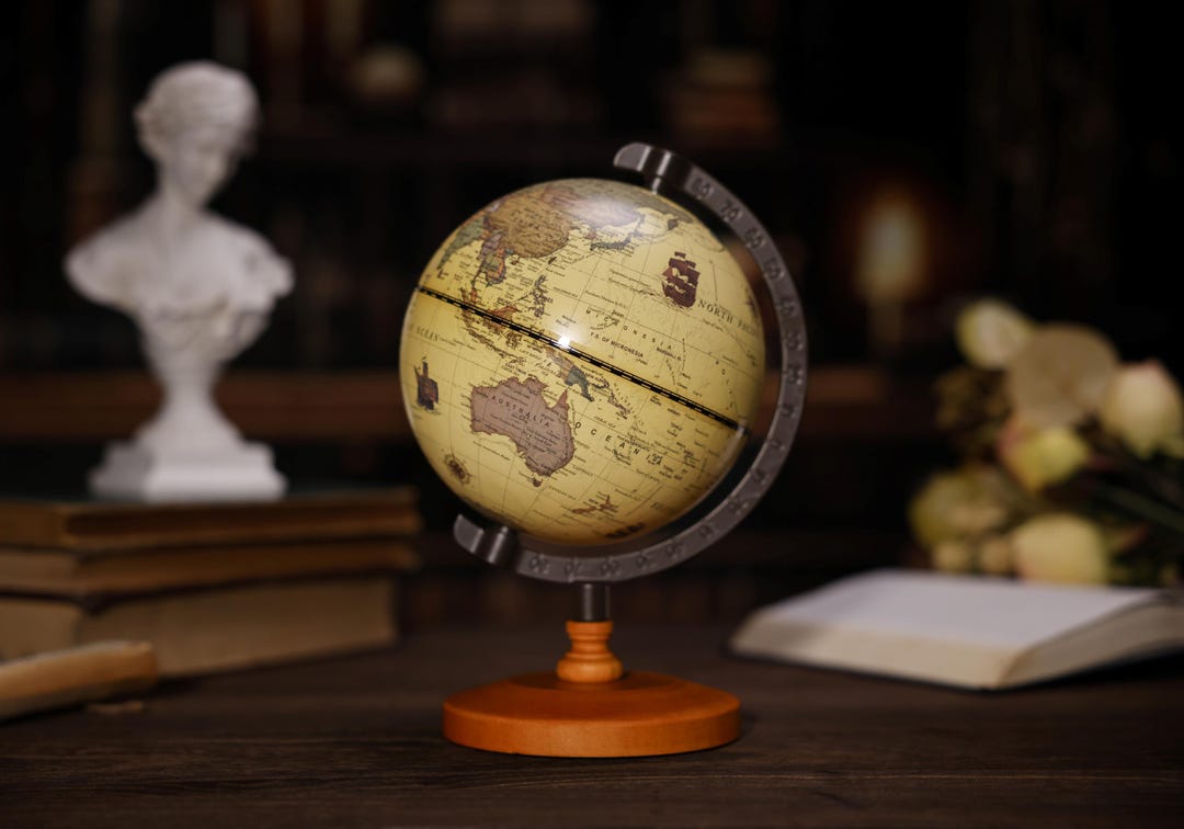 Custom Engraving Classical Wooden Base Globe Earth Model- 360 Degree ...