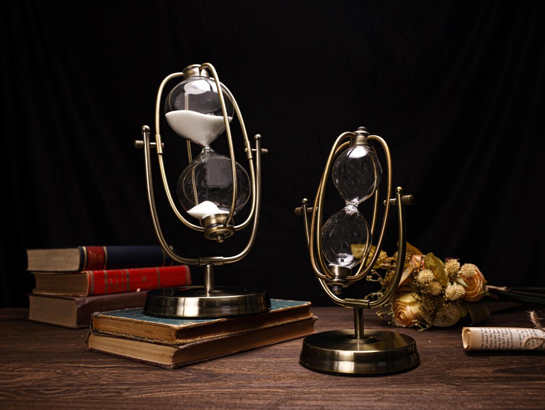 Custom Engraving Rotatable Metal Empty Hourglass- 15/30/60 Minutes Sand ...