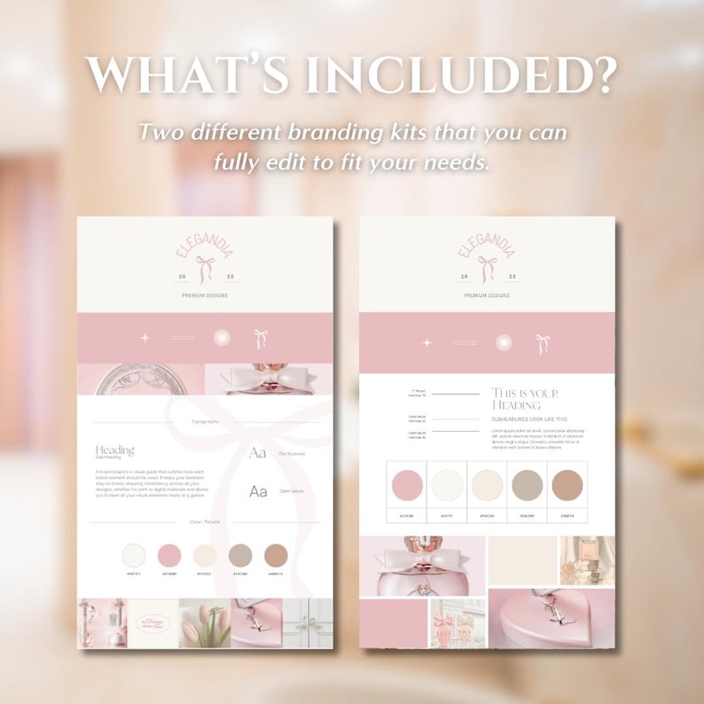 Coquette Branding Kit: Elegant Pink Logo Templates (canva) - Etsy