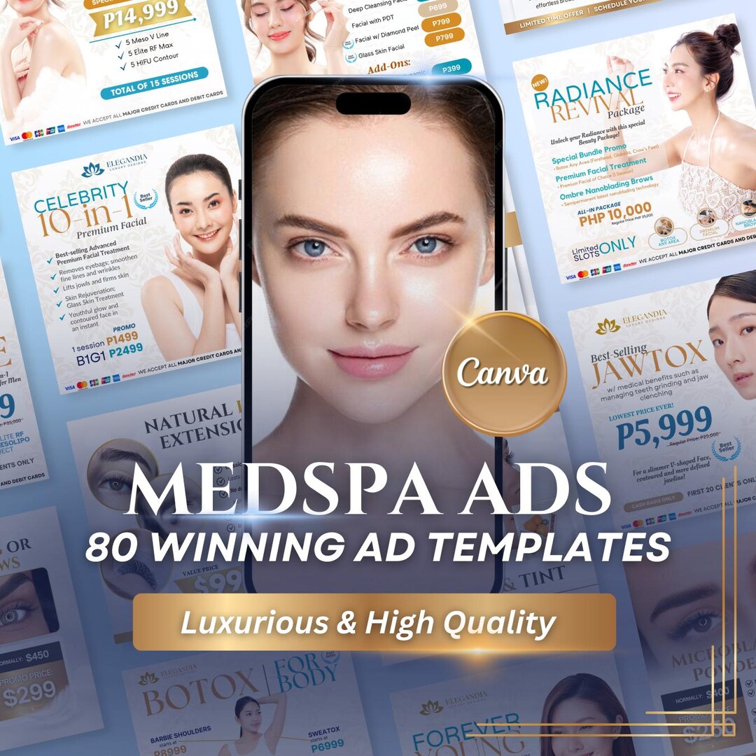 Medspa Canva Ad Templates | Clinic Social Media (80 Designs) - Etsy