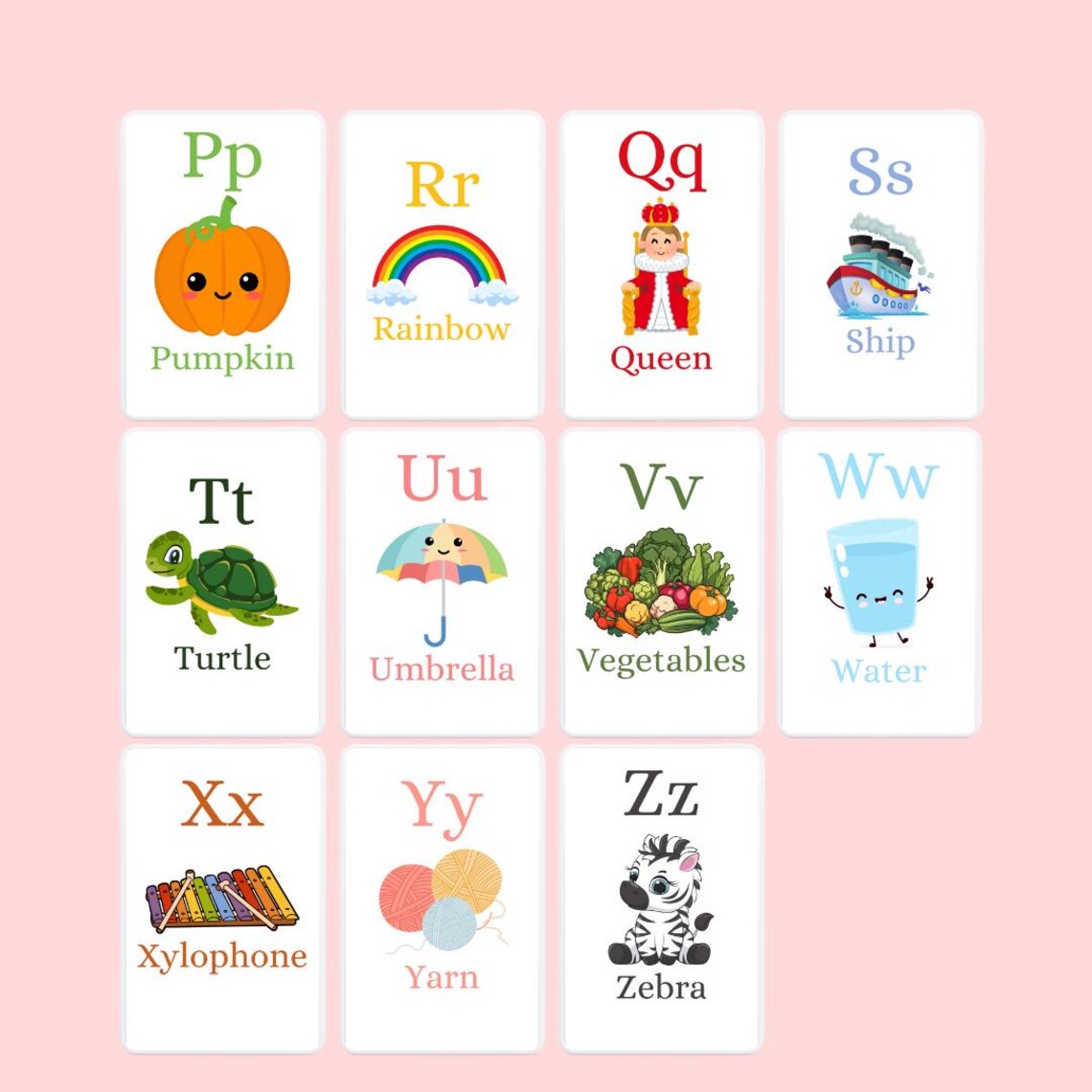 Colorful Alphabet Flashcards for Kids ABC Wall Art for Nurseries ...