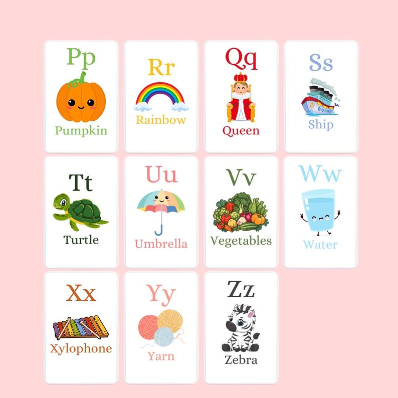 Colorful Alphabet Flashcards for Kids ABC Wall Art for Nurseries ...