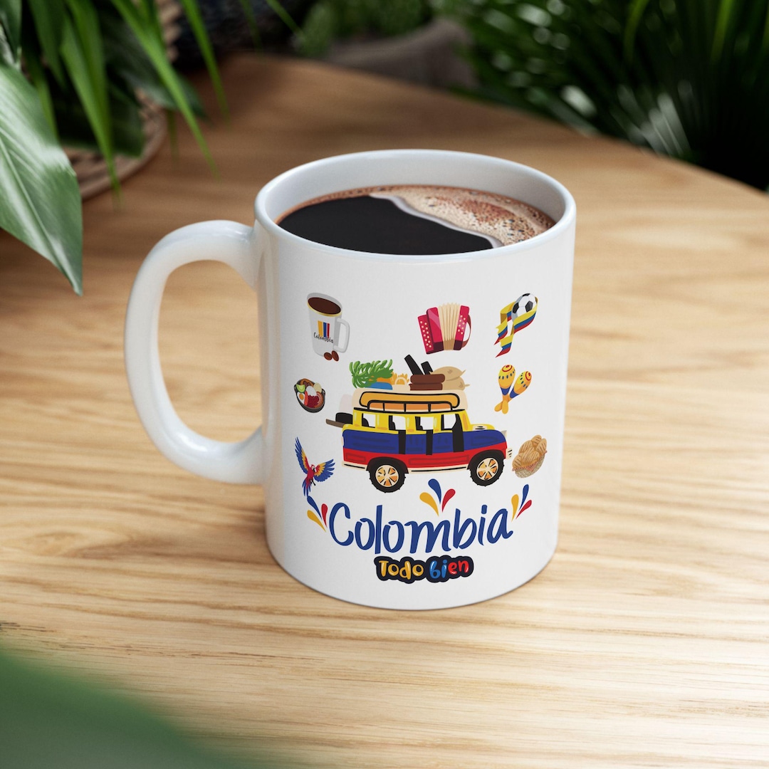Colombian Coffee Mug: Tricolor Ceramic, 11oz - Etsy