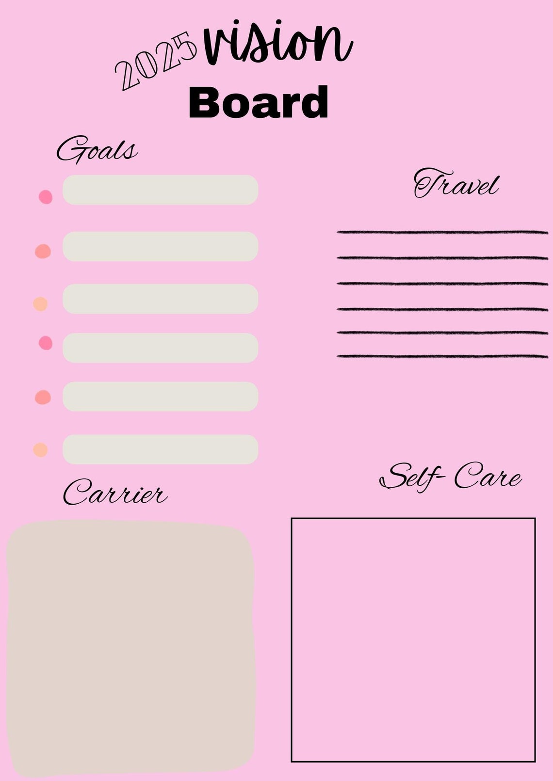 2025 Vision Board Template. Goal Setting & Inspirational Digital ...