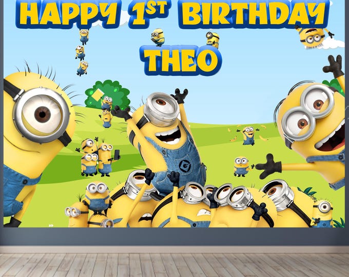Despicable Me Minion Themed Party Backdrop - Printable Digital File ...