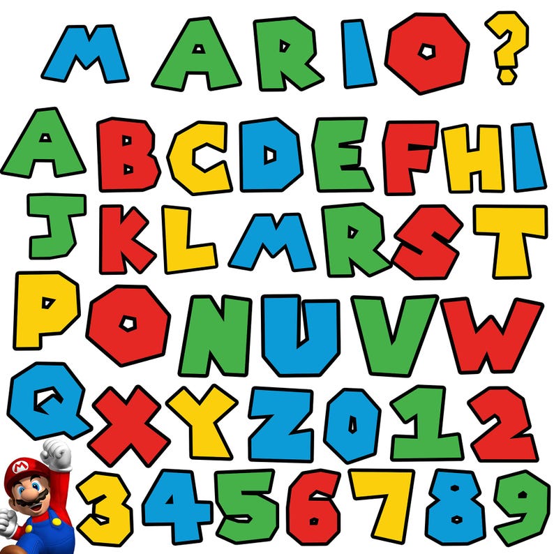 Super Mario Font, Supar Mario Alphabet, Instant Download - Etsy Canada