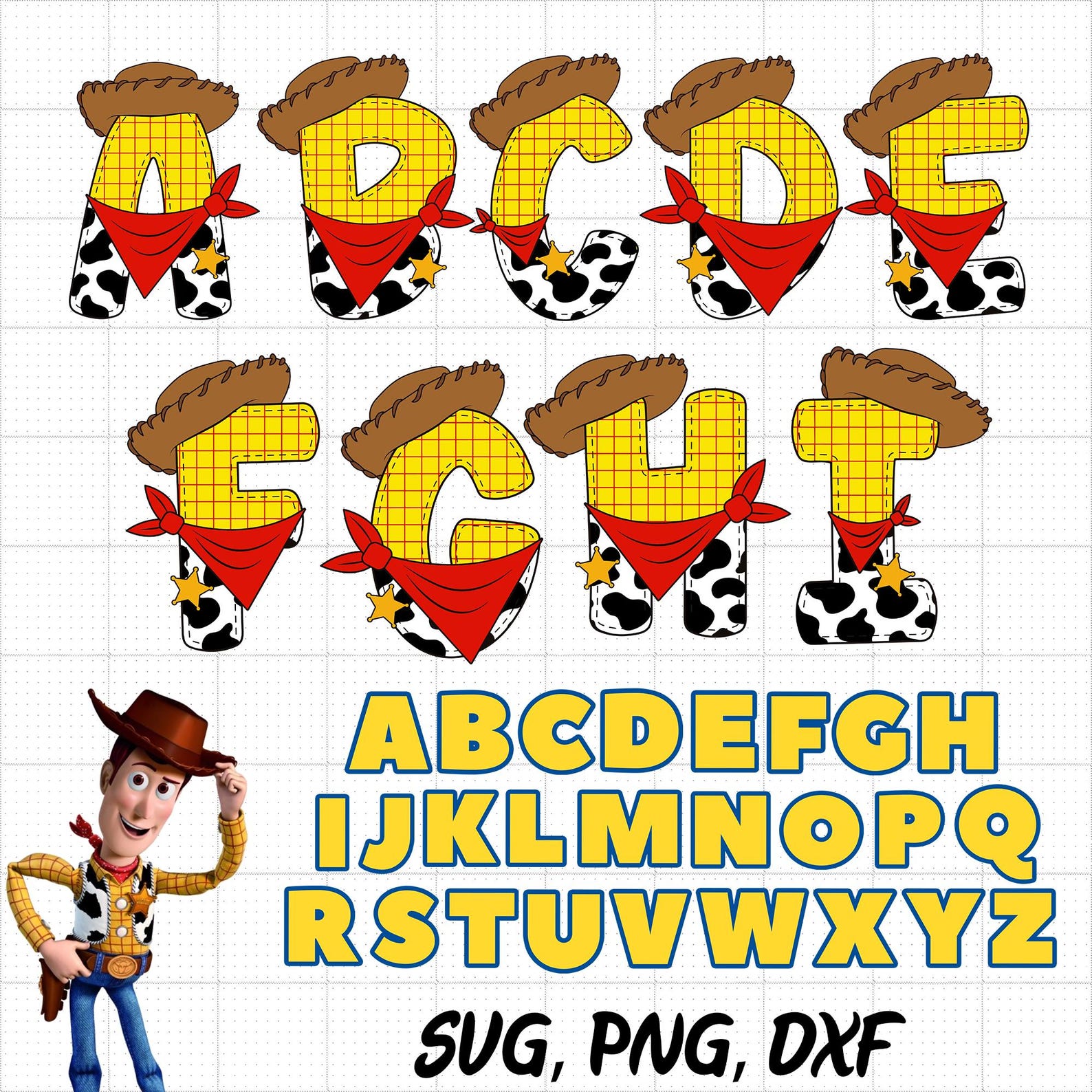 Sherif Woody Png Alphabet, Toy Story Sherif Woody, Toy Story Font ...