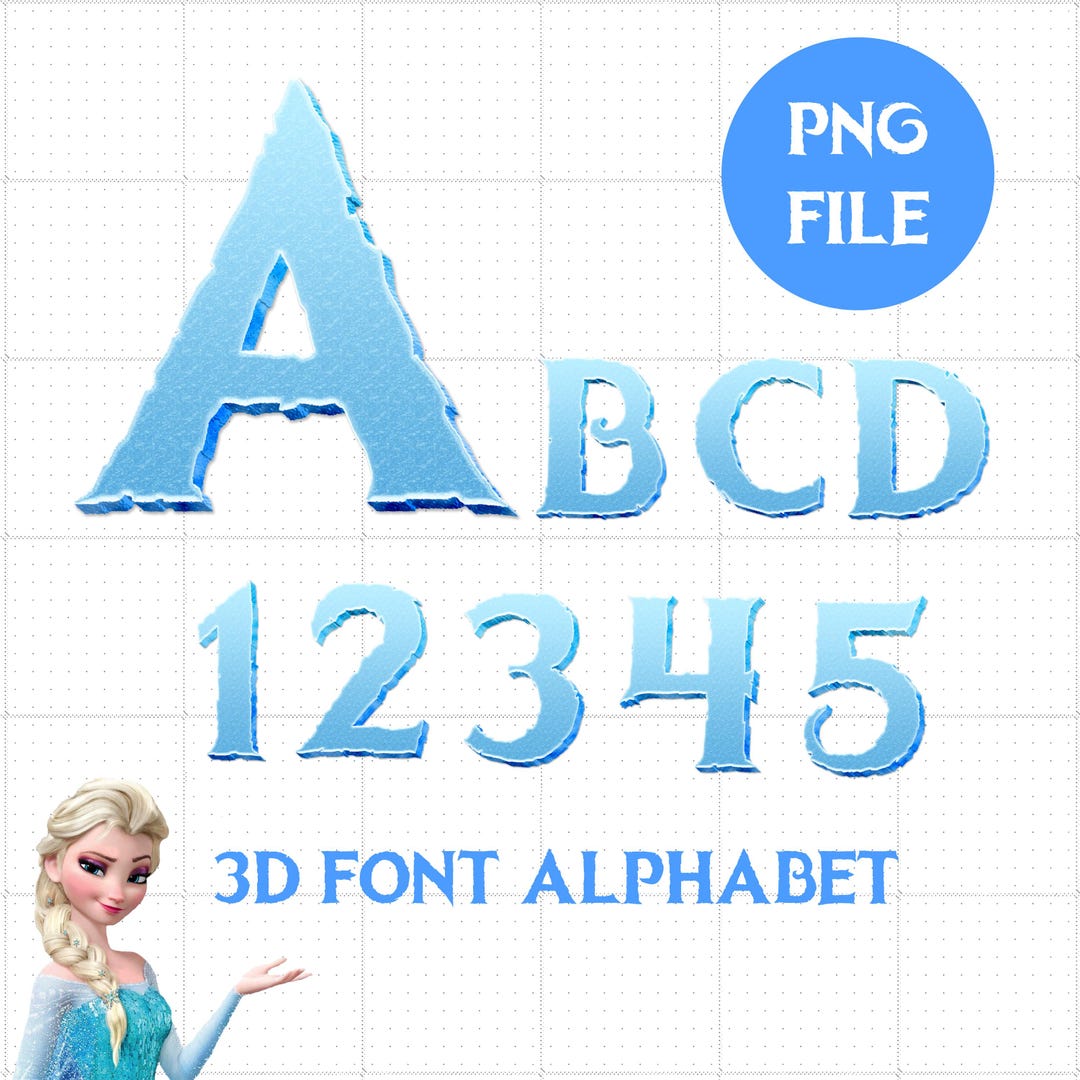 Frozen 3D Alphabet Png, Frozen Font, Frozen Printable Font, Frozen Font ...