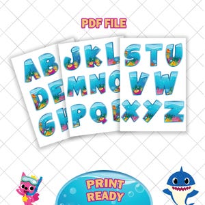 Underwater Font, Underwater Alphabet, Baby Shark Font, Baby Shark ...