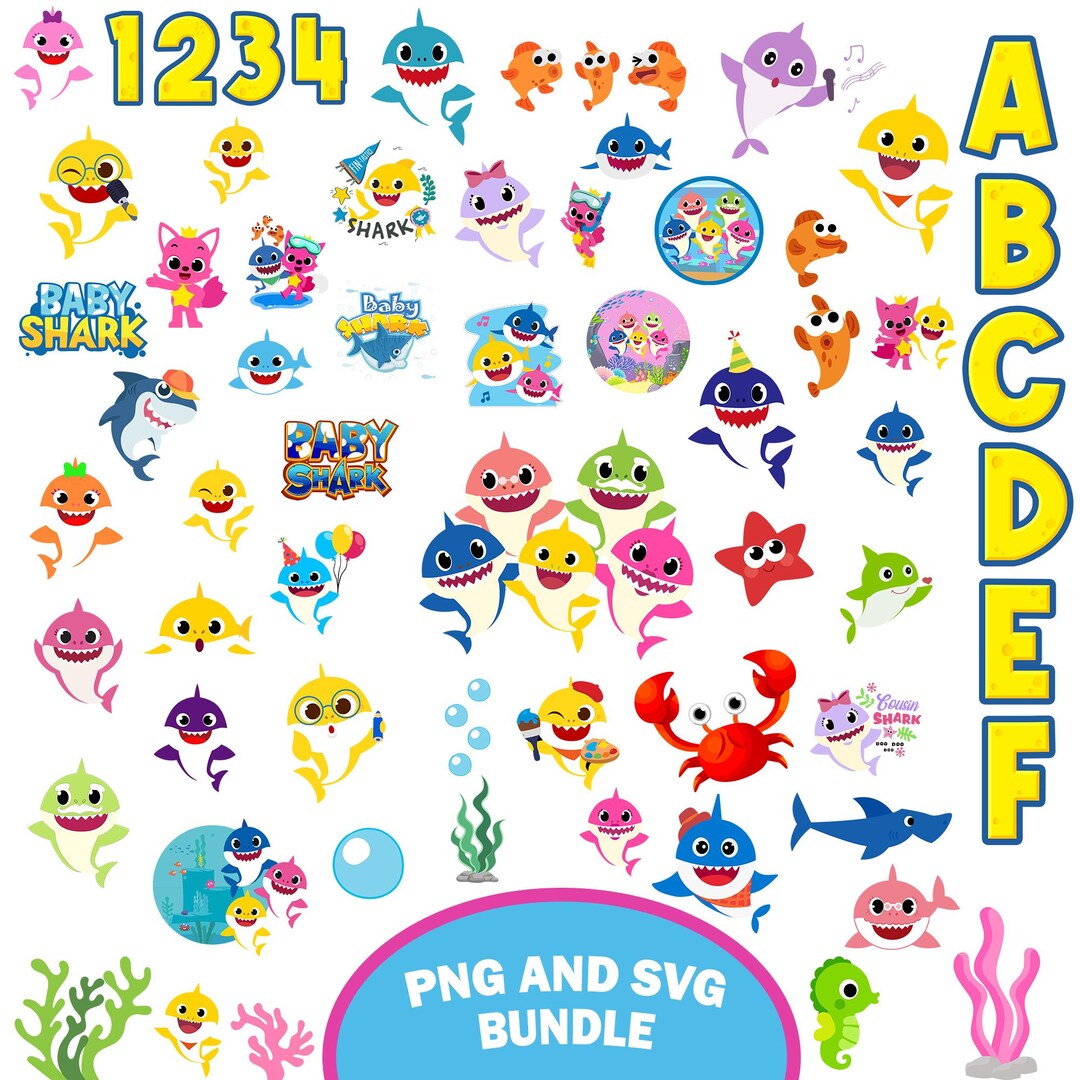 Baby Shark Png and Svg Clipart, Baby Shark Font, Baby Shark Png, Baby ...