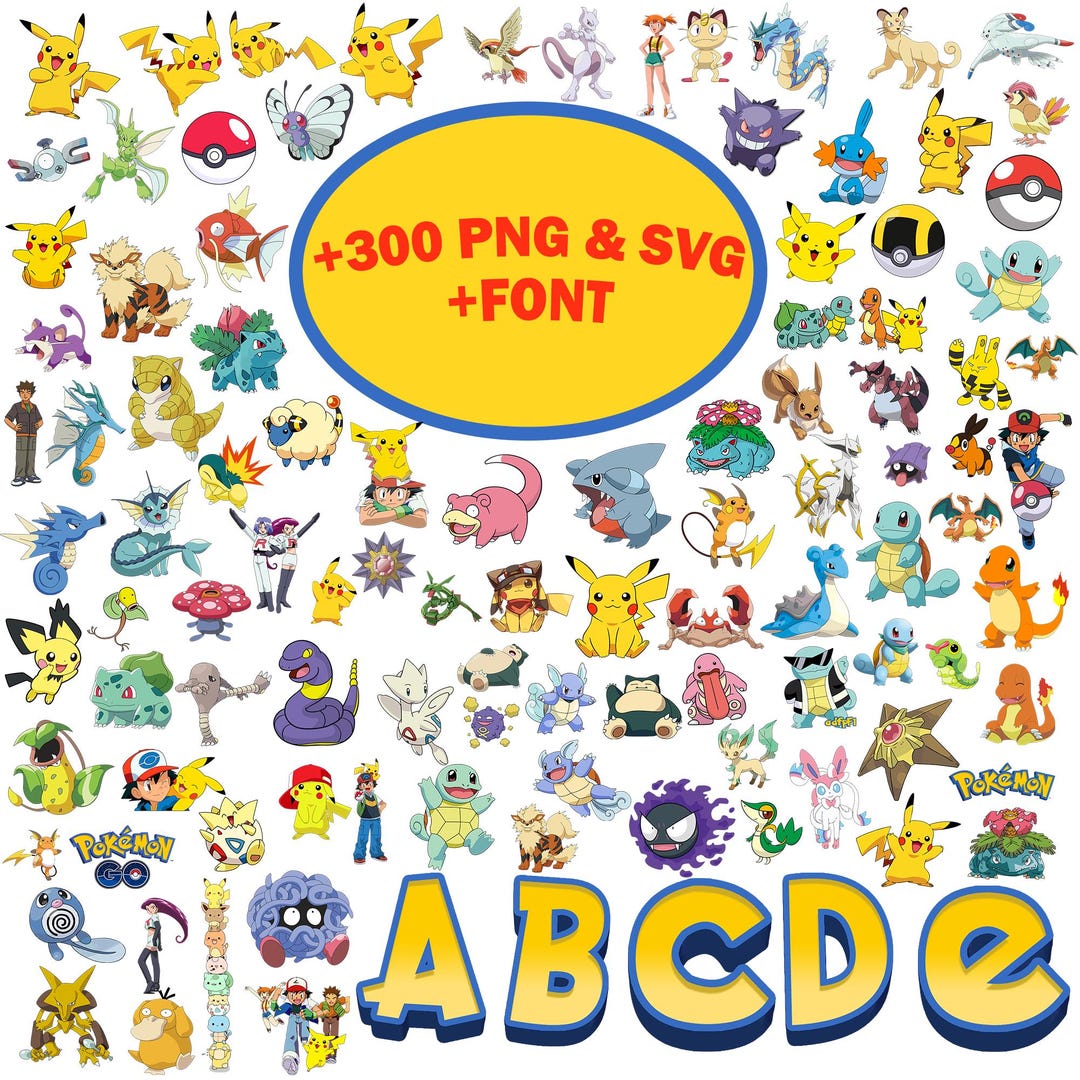 Pokemon Png and Svg Clipart Bundle, Instant Downlad Pokemon Caketopper ...