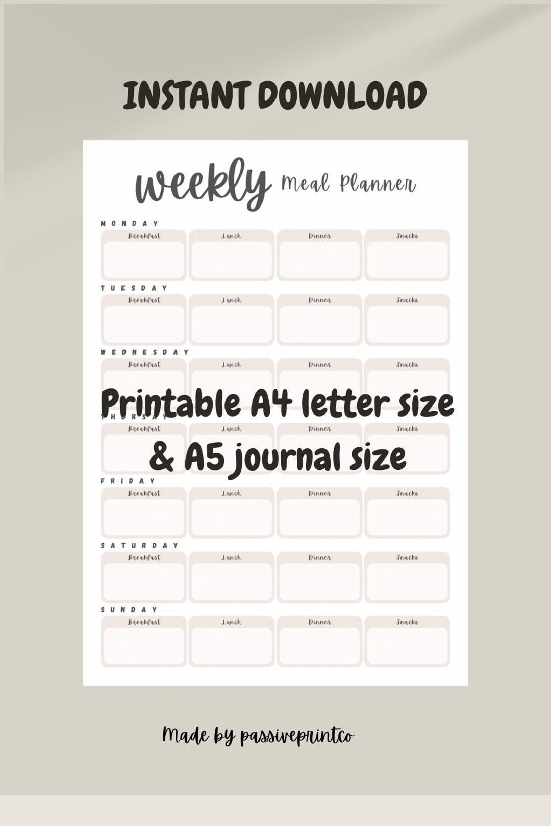 Comprehensive Weekly Meal Planner: Organize Your Diet, Grocery Lists ...