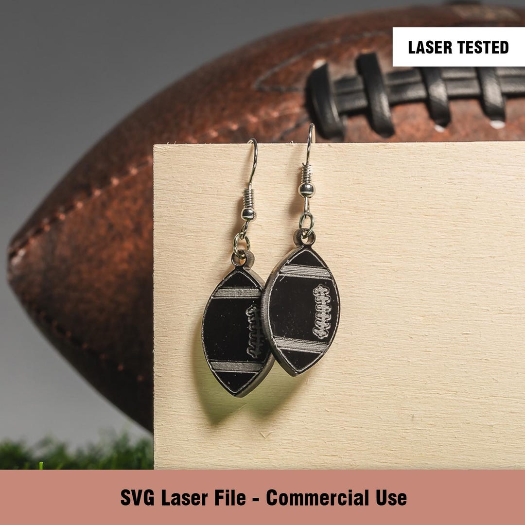 SVG Digital Laser Cut File - Football Earrings - Football Laser SVG ...