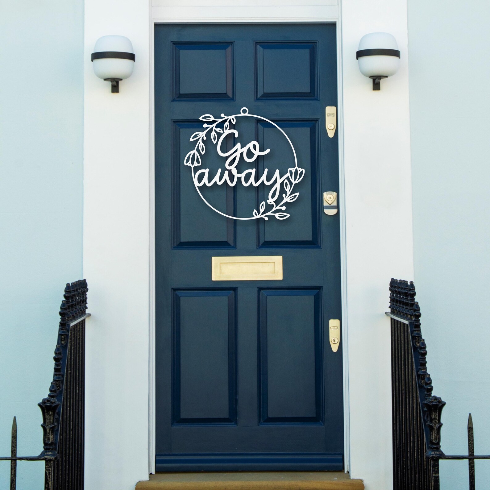 Metal Die Cut Sign Go Away, Metal Door Wreath, Metal Wall Art, Go Away ...