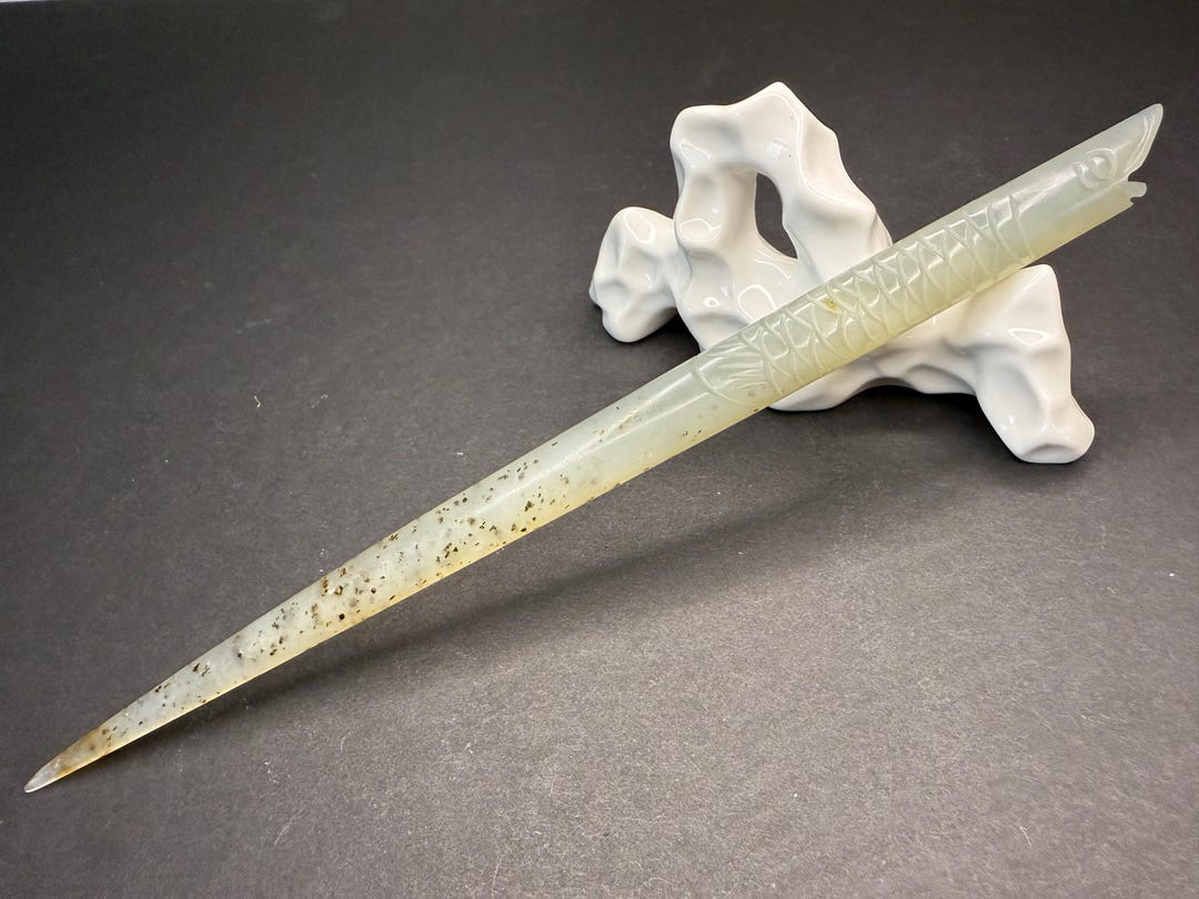 Handmade Xiuyan Jade Fish Hairpin – Lucky Koi Hair Stick - Etsy