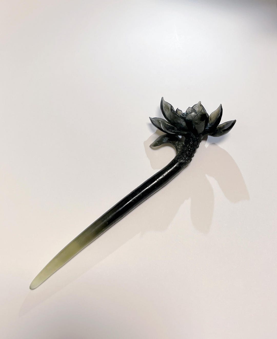 Lotus Jade Hair Pin Stick | Handmade Chinese Hairpin With Natural Xiu ...