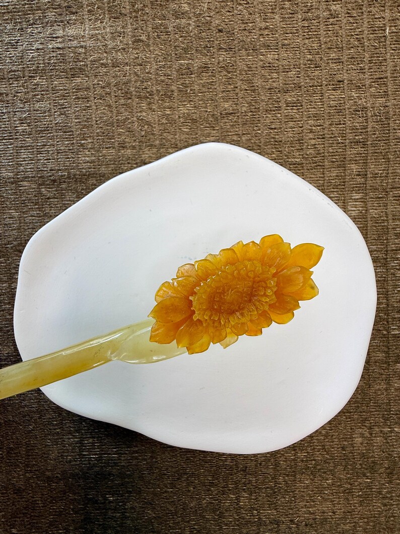 Sunflower Jade Hair Pin Stick, Handmade Hairpin With Natural Xiu Jade ...