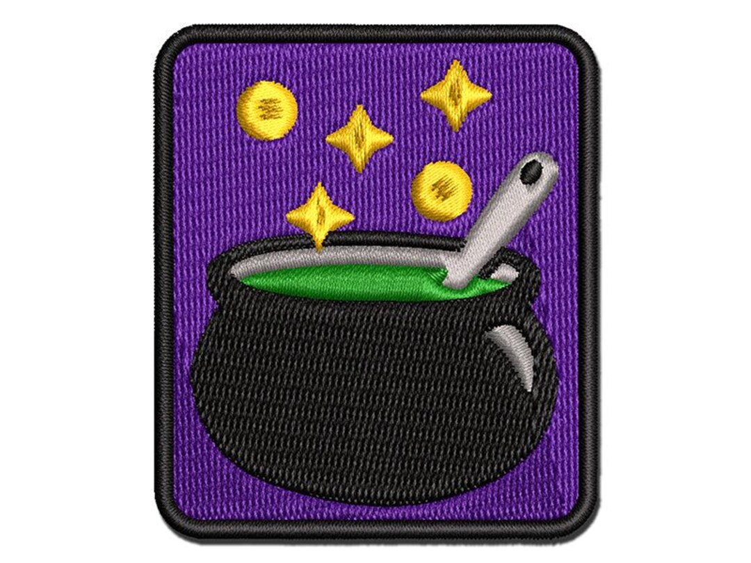 Witch's Bubbling Cauldron Magic Halloween Multi-color Embroidered Iron-on or Hook & Loop Patch ...