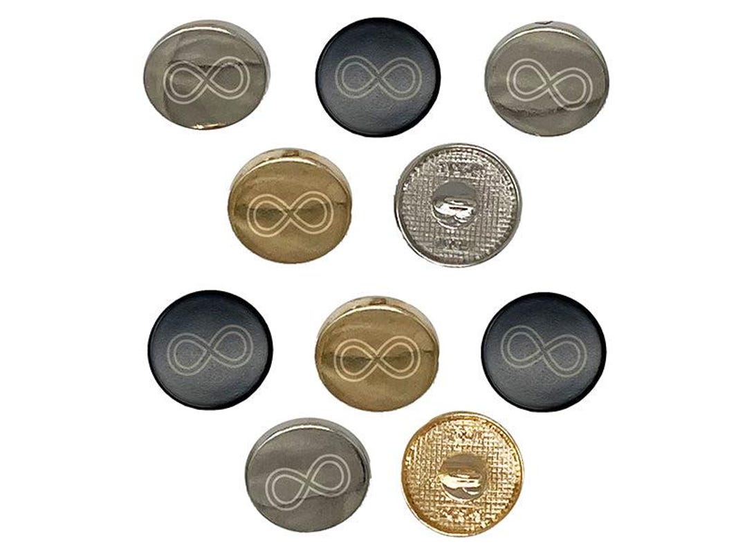 Infinity Symbol Outline 0.6 15mm Round Metal Shank Buttons for Sewing ...