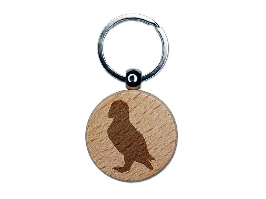 Puffin Bird Solid Engraved Wood Round Keychain Tag Charm - Etsy