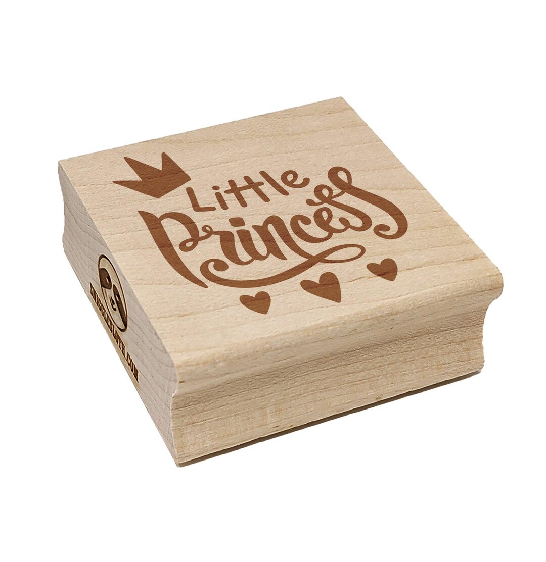 Little Princess Cursive With Crown and Hearts Square Rubber Stamp for ...