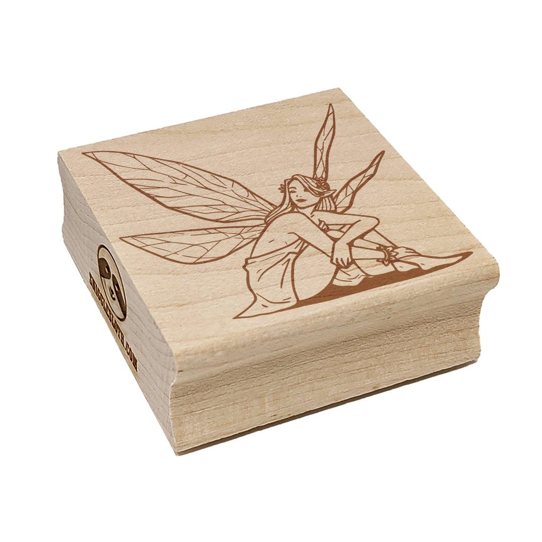 Resting Fairy With Wings Fairytale Square Rubber Stamp for Stamping ...