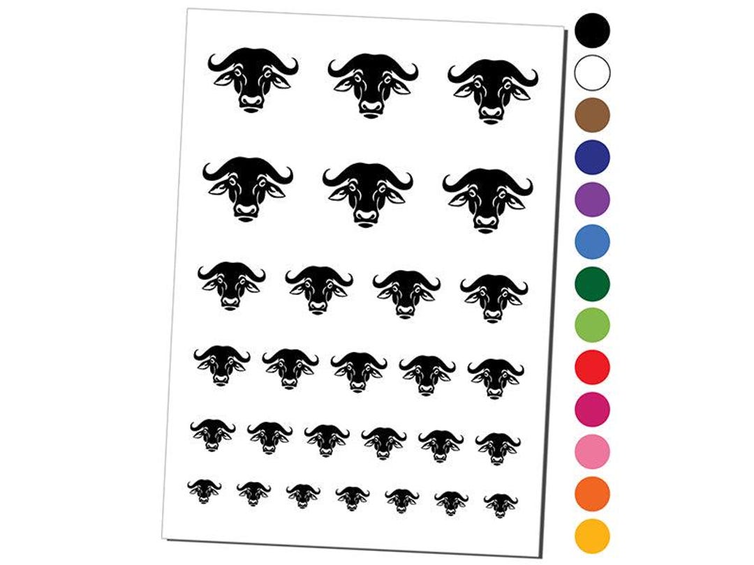 Water Cape Buffalo Bison Ox Temporary Tattoo Water Resistant Fake Body ...